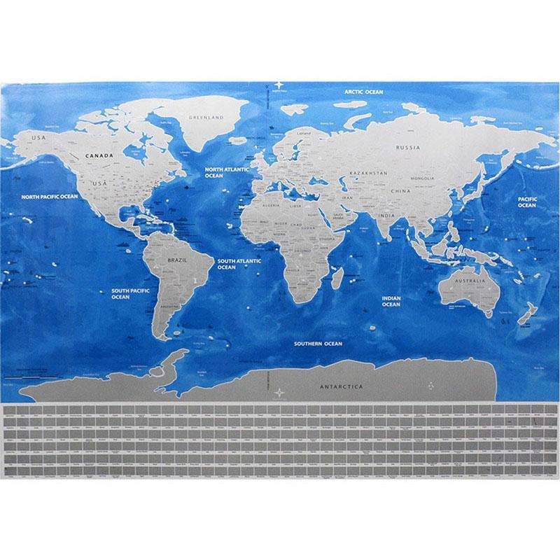 Large Colorful Scratch Off World Map with Flags